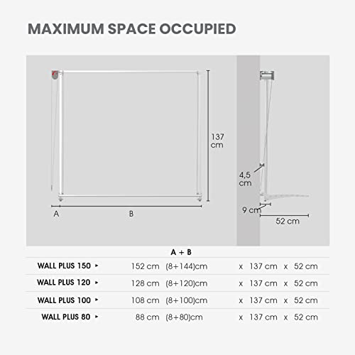 foxydry Wall Plus, Wall Mounted Drying Rack, Wall Clothesline, Laundry Drying Rack Foldable and Suspended Clothesline in Aluminium and Steel 152x52x137cm / 59.84x20.48x54 in (150 cm)