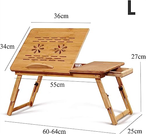 GRALES Laptop Bed Table Portable Folding Adjustable Small Table Computer Notebook Desk Bed with Drawer for Eating Breakfast Reading Foldable Computer Desk