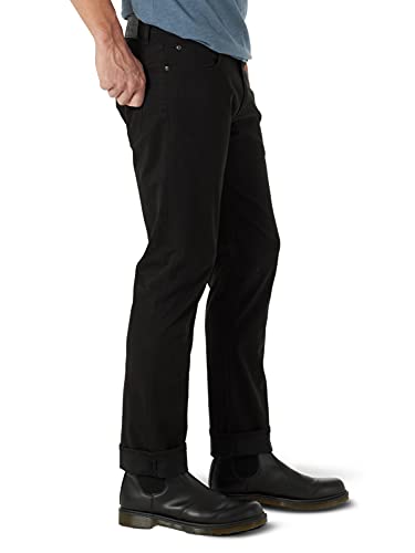 Lee Men's Extreme Motion Straight Fit 5 Pocket Pant, Union-All Black, 38W x 32L