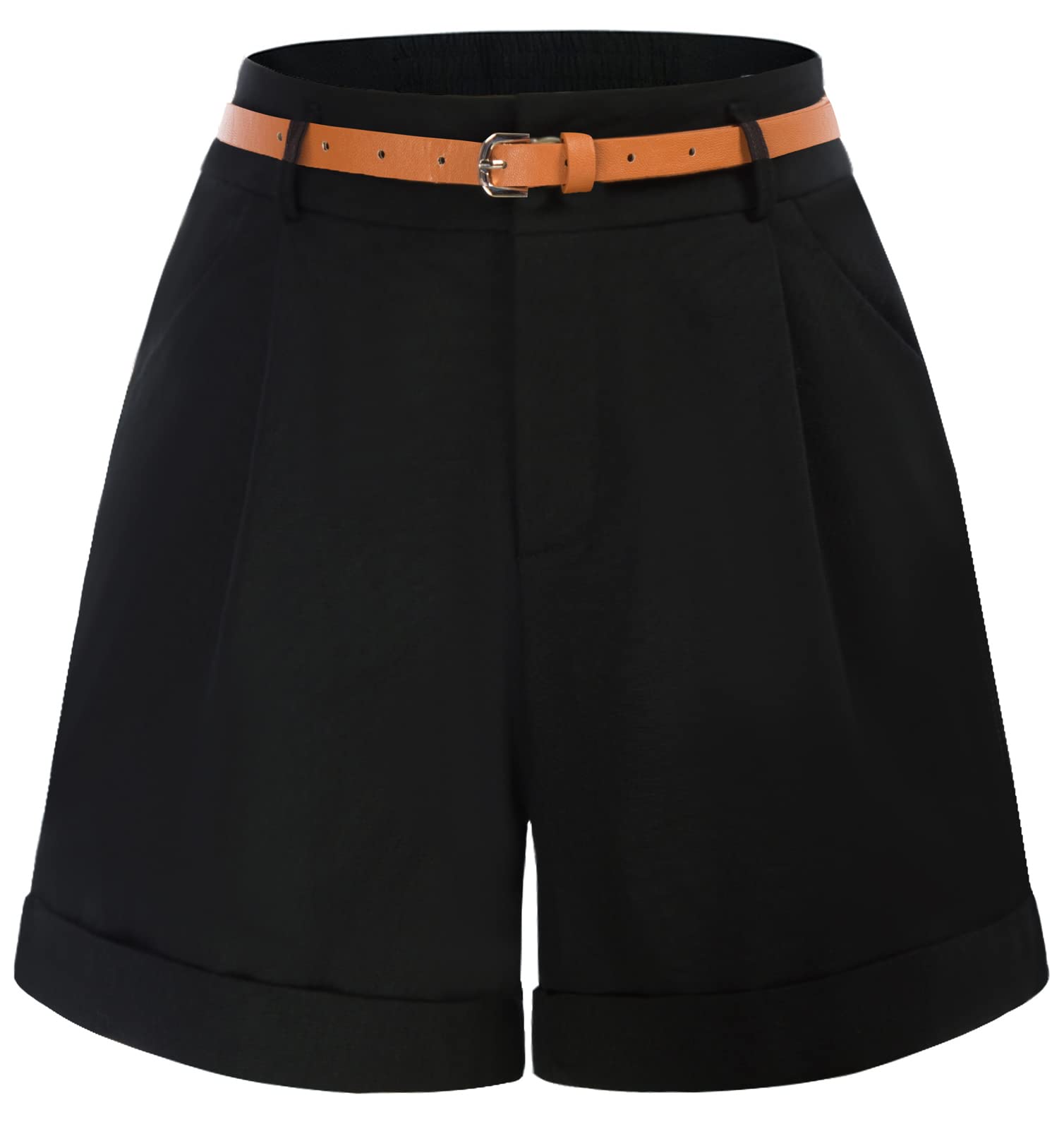Belle Poque Women High Waisted Casual Shorts with Pockets Golf Shorts Walk Shorts (Blue Grey,XL)