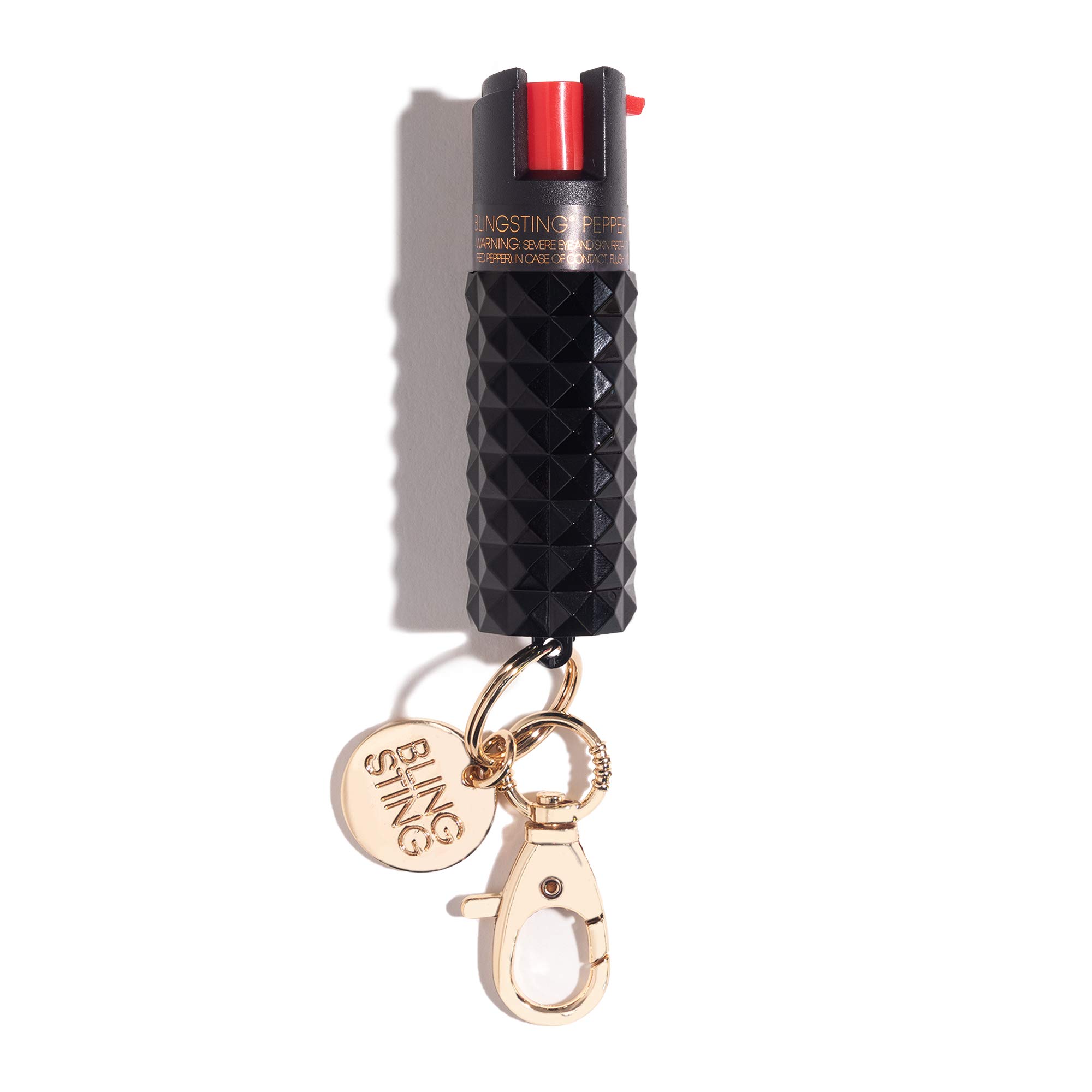 BLINGSTING Pepper Spray Maximum OC Strength Self Defense Spray for Women, 12 ft Spray Range & UV Dye - Studded