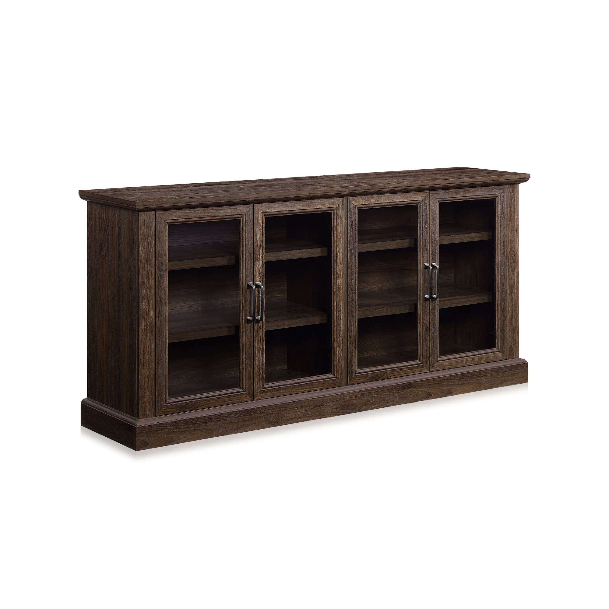 BELLEZE 70 Inch Sideboard Buffet Cabinet, Entertainment Center with Storage, Glass Display Cabinet with Adjustable Shelves Console Table Storage Cabinet for Living Room, Dining Room, Dark Walnut