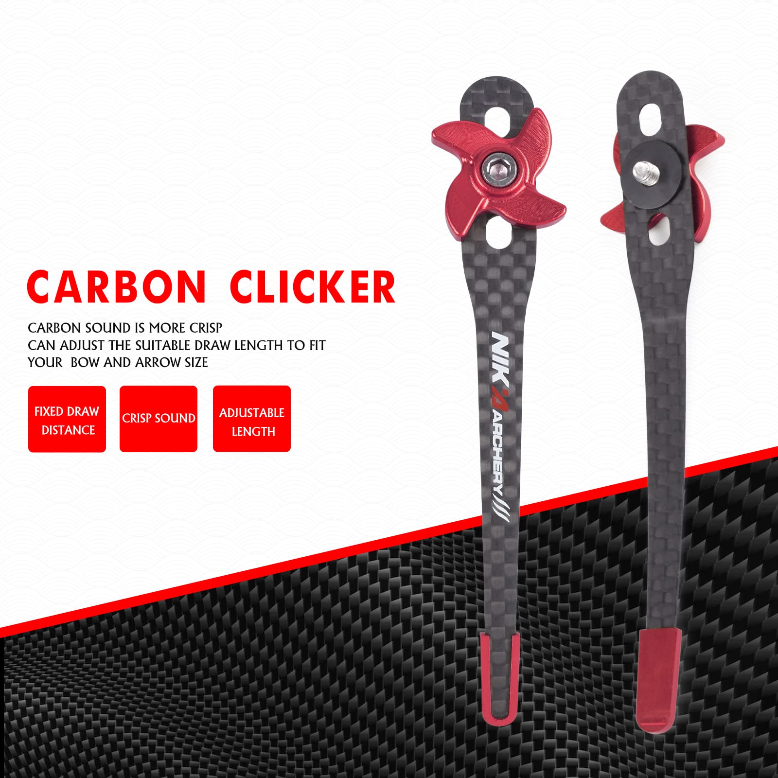 Chuangtong Archery Arrow Clicker, Recurve Bow Signal Release Tool, Carbon Fiber Clicker for Recurve Bow Target Shooting Archery Sight Practice Accessories Color Red