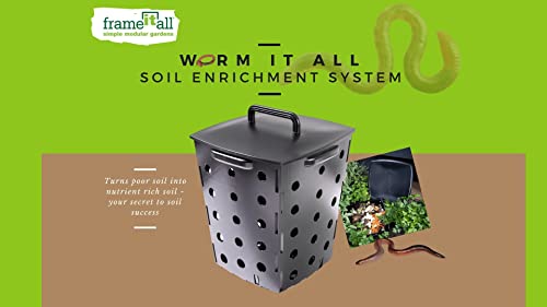Frame It All Worm It All - Large Composting Bin, Enrich Soil Nutrients and Encourage Worm Castings, Produces Healthier Harvests, 12 Liter Capacity