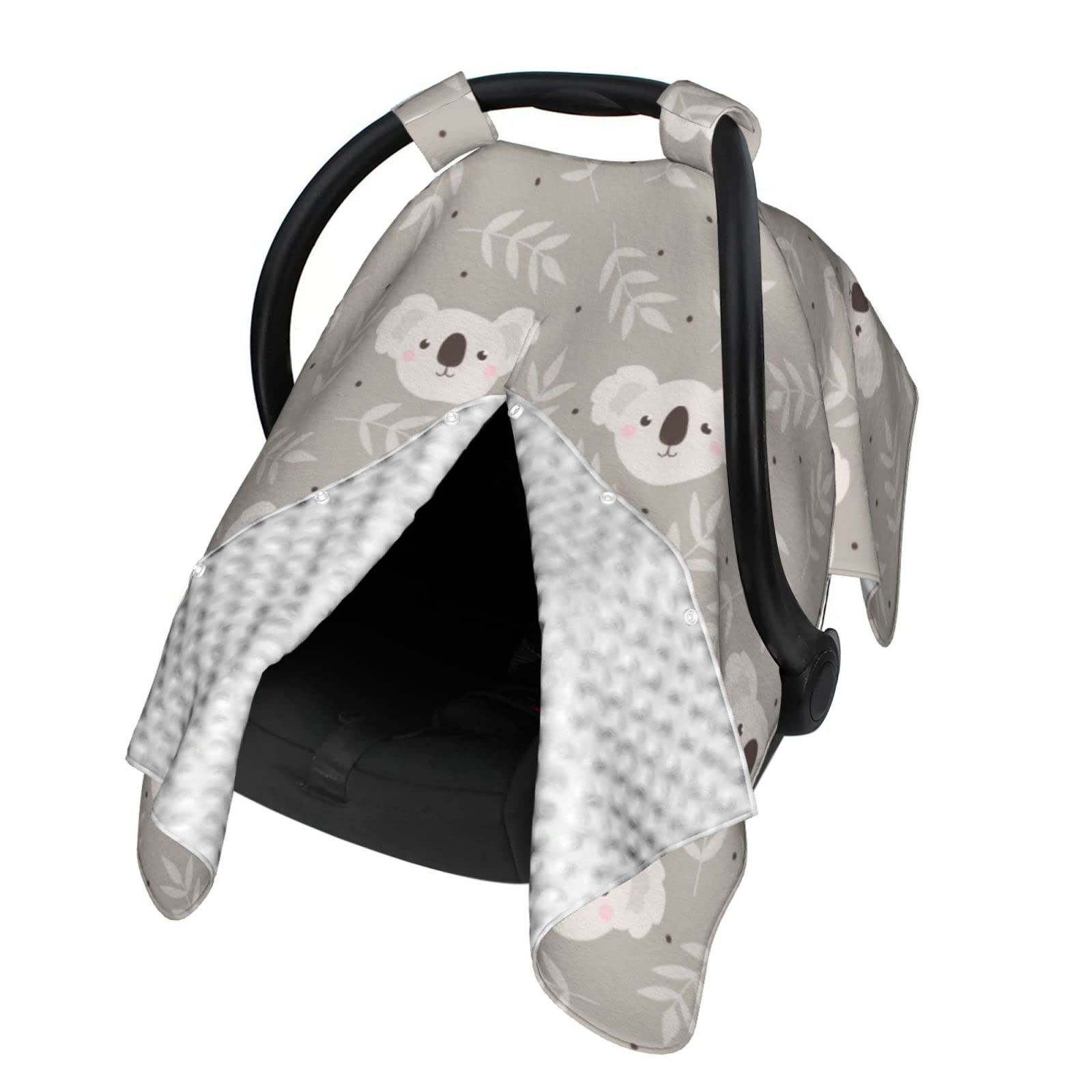 Rutiea Seamless Pattern with Cute Koala Car Seat Cover for Babies, Peekaboo Opening Minky Carseat Canopy Stroller Cover for Newborn, Mom Nursing Breastfeeding Covers, Blanket for Infant Toddler