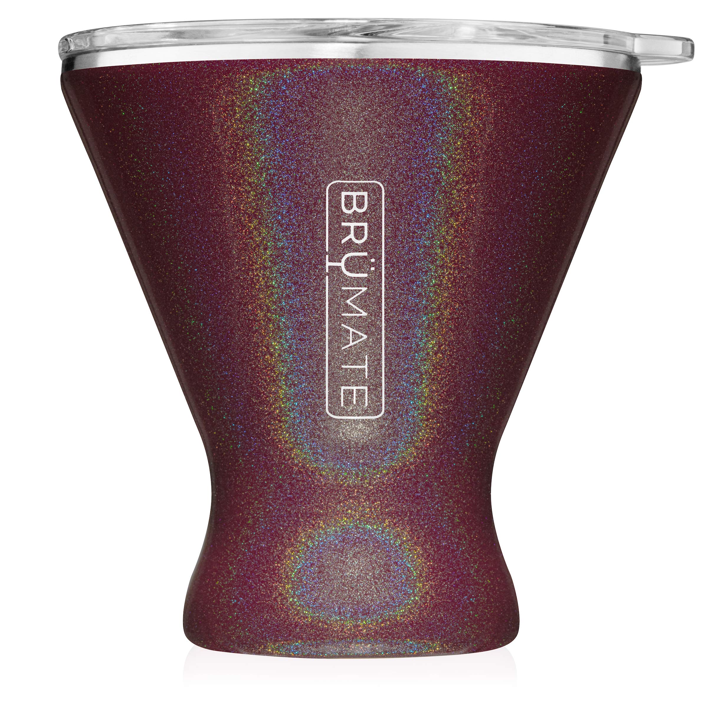 BrüMate MargTini 10oz Martini Margarita Tumbler - Made With Vacuum-Insulated Stainless Steel (Glitter Merlot)