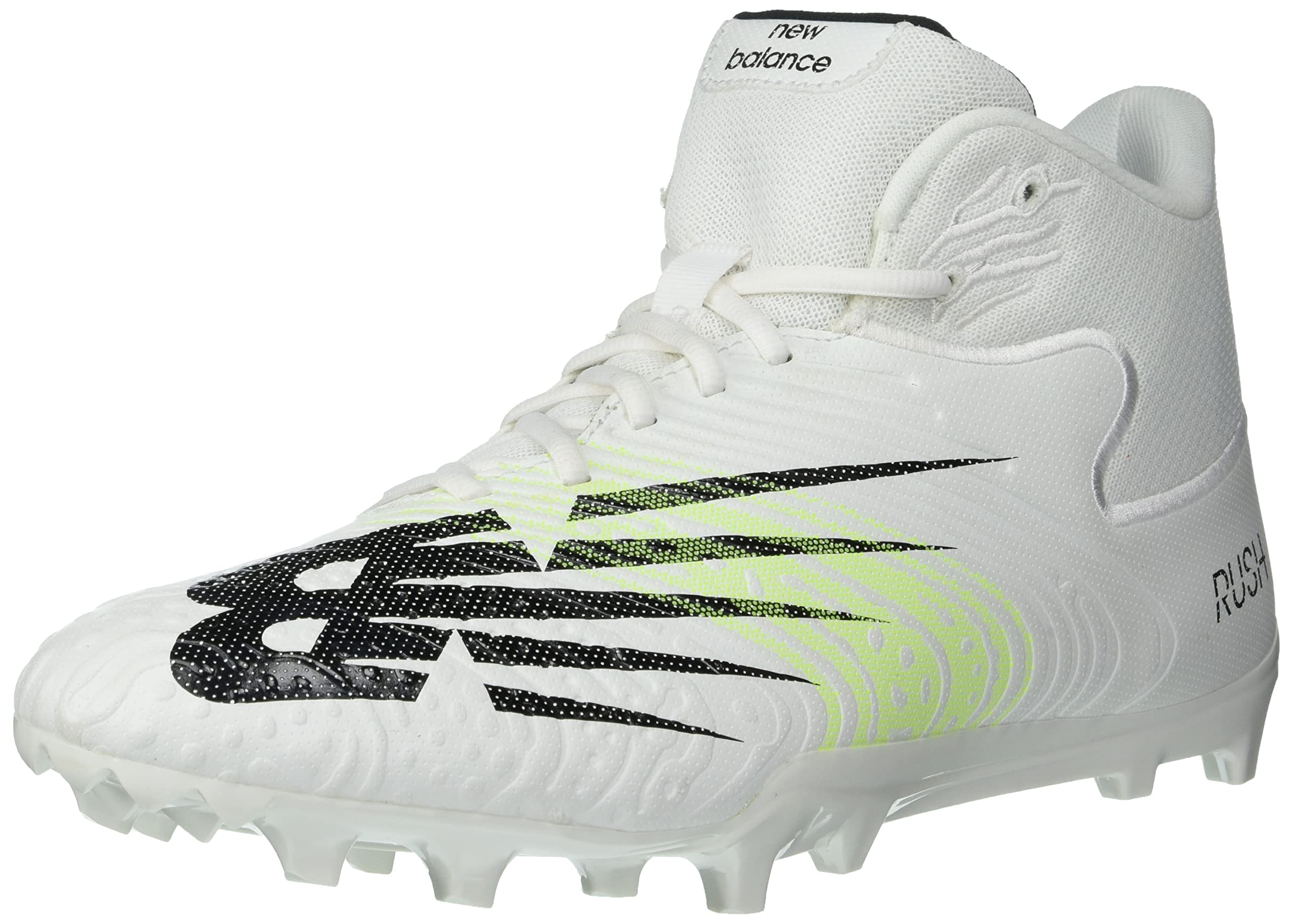 New Balance mens Rush V3 Mid Lacrosse Shoe, White/Bleached Lime Glo, 11.5 US