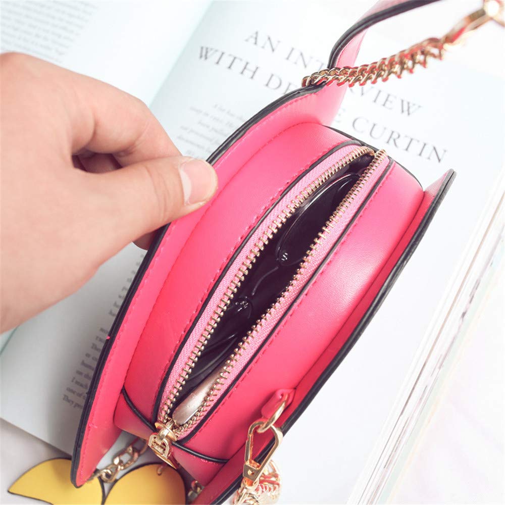WILDFINDING Women Stylish PU Leather Cute Handbag Flamingo Crossbody bag, Red, 19cm