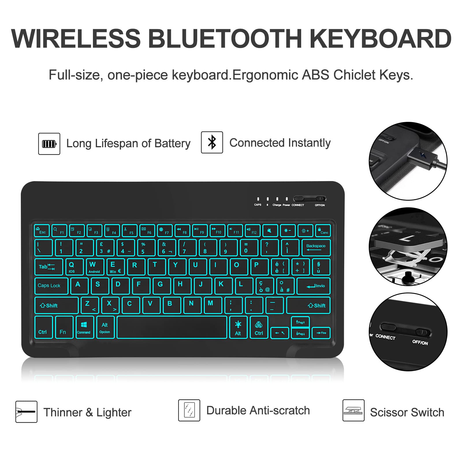 JADEMALL Keyboard Case for Galaxy Tab S7 FE 5G / S8 Plus / S7Plus β Detachable Bluetooth Backlight Magnetic Keyboard - 12.4 Inch Slim Folio Smart Cover with S Pen Holder, Auto Sleep/Wake - Rose Gold