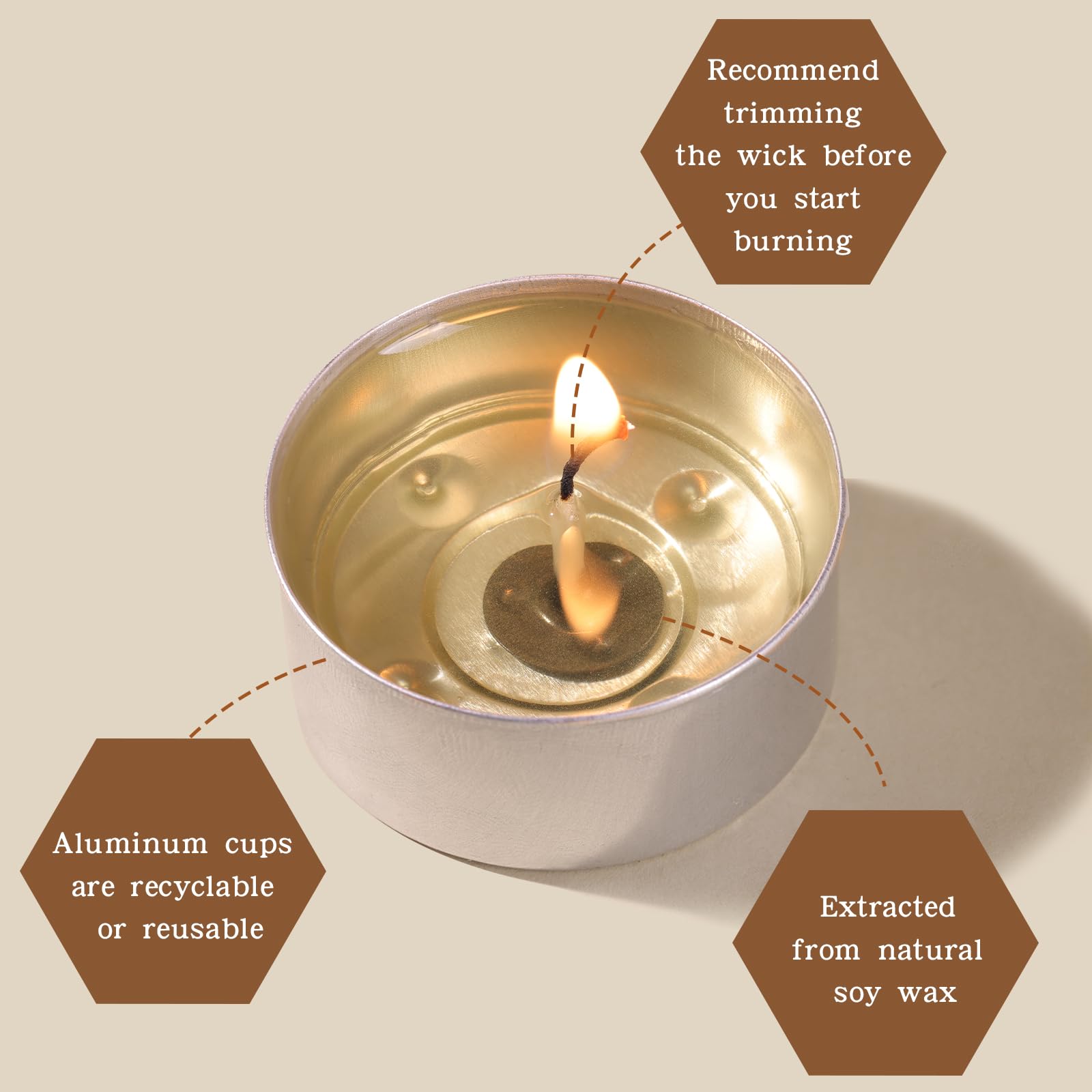 DEVI 6H Soy Wax White Tea Lights Candles 100 Pack Paraffin-Free, Soy Tealight Votive Candles Bulk-6 Hours Long Burning, Unscented Small Tea Candles-Burn Evenly, Candles for Boho Fall Decor
