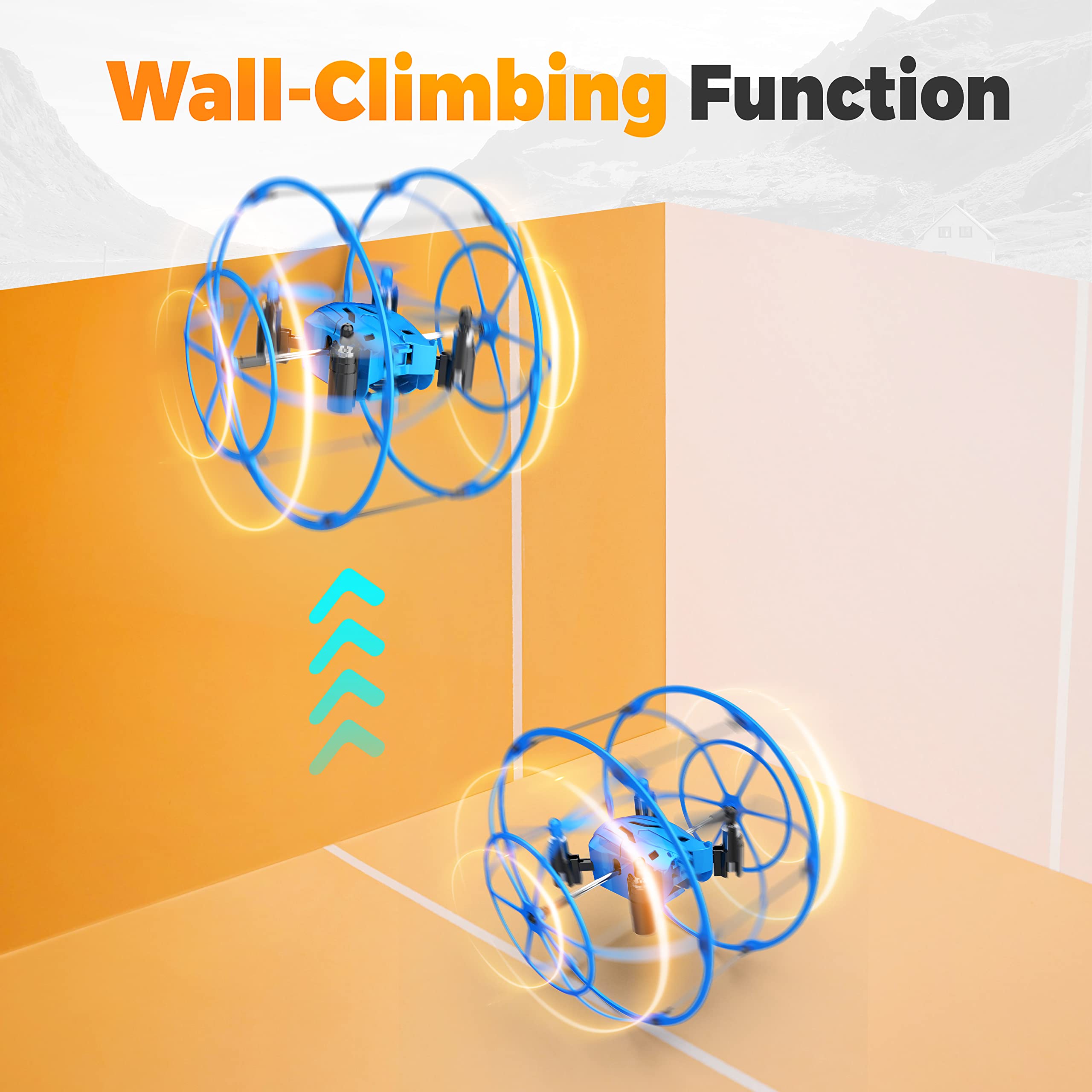 BEZGAR HQ053 Remote Control Drone for Kids - RC Mini Spherical Rolling Quadcopter Beginner 360 Degree Flip, Christmas Birthday Gift Indoor Outdoor Toys for Boys Age 4 5 6 7 8-12, Blue