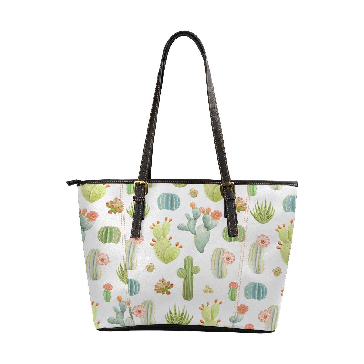 InterestPrint Women Handbags Shoulder Bags Tote PU Leather Handbags Cactus Lover
