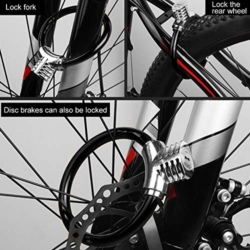 Cable Lock, Compact Security Cycling Cable Lock Convenient Lightweight with Keys for The Front Fork/The Rear Wheel/The Disc Brake