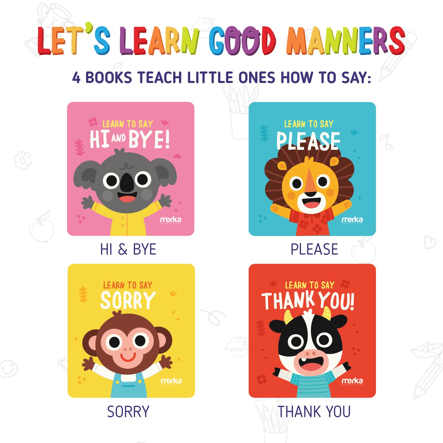 merka Baby Bath Books for Toddler Waterproof Bathtime Books 4 Floatable Plastic Books Thank You Sorry Hi Bye Please Waterproof Bath Books for Toddlers