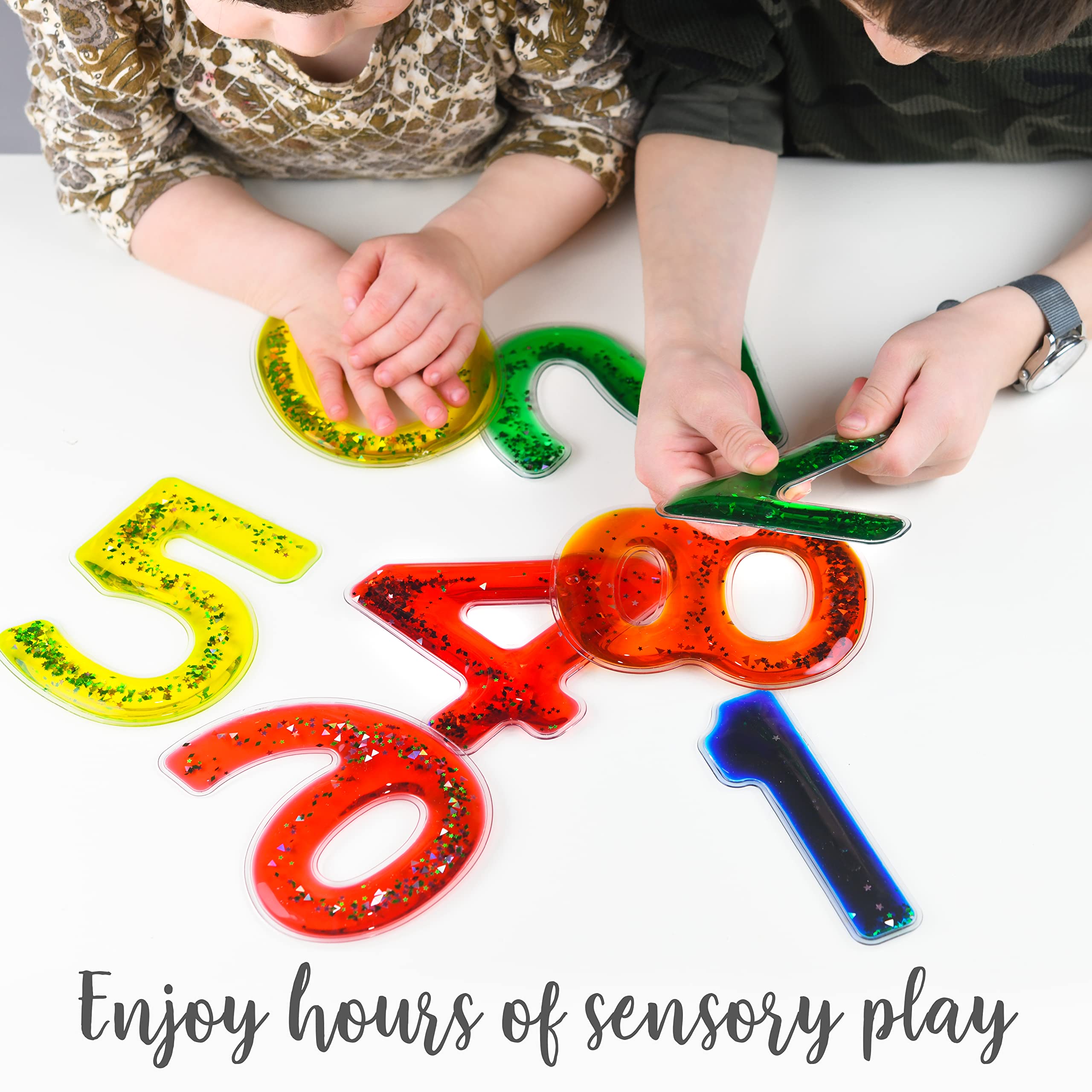 Playlearn Sensory Gel Filled Numbers β Moveable NumberToy - Textured Tactile Squishy Toy Number Set - Ideal for Sensory Learning