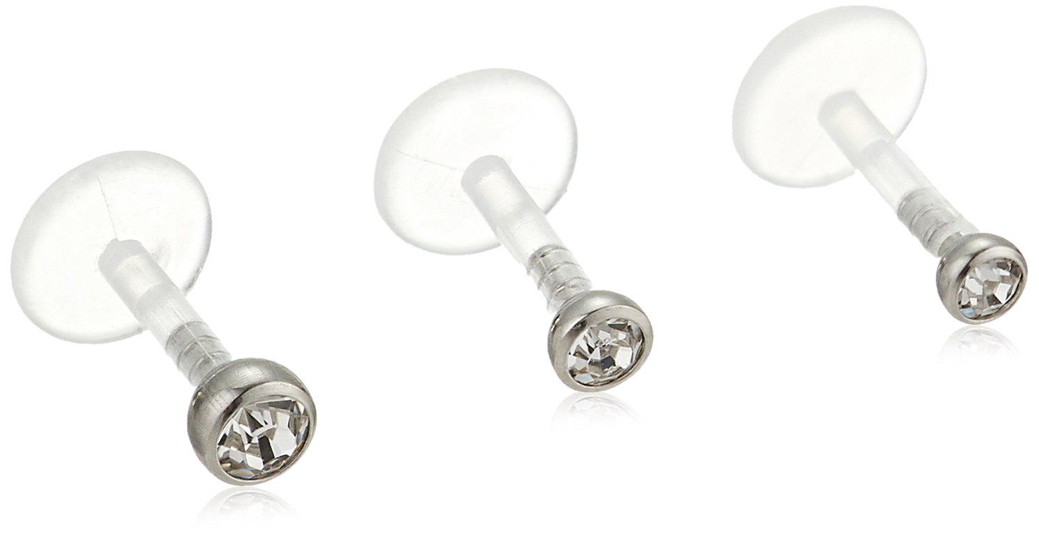Body Candy Women's Clear Bioplast Triple Forward Helix Body Piercing Barbell 3 Pack 16 Gauge 1/4", White, One Size
