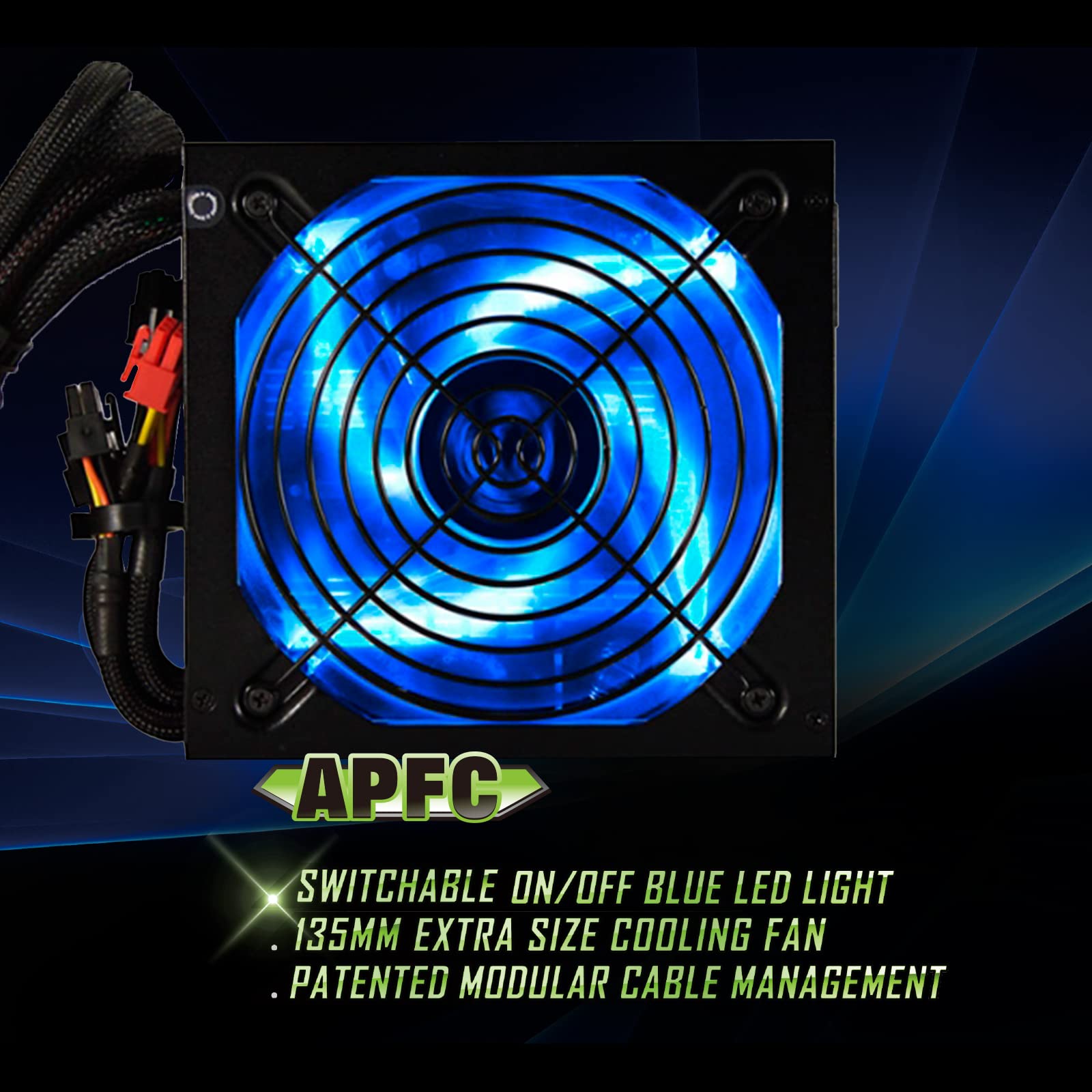 Raidmax Power Supply with Fan RX-530SS, Black/Blue