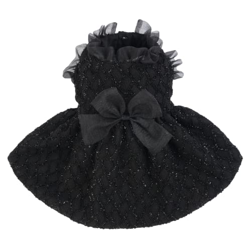 Lelepet Dog Dress, Shiny Dog Dresses for Medium Dogs Girl with Bowknot, Dog Birthday Dress, Puppy Party Dress Dog Wedding Dress, Pet Costume Christmas Dress for Dogs, Black, M