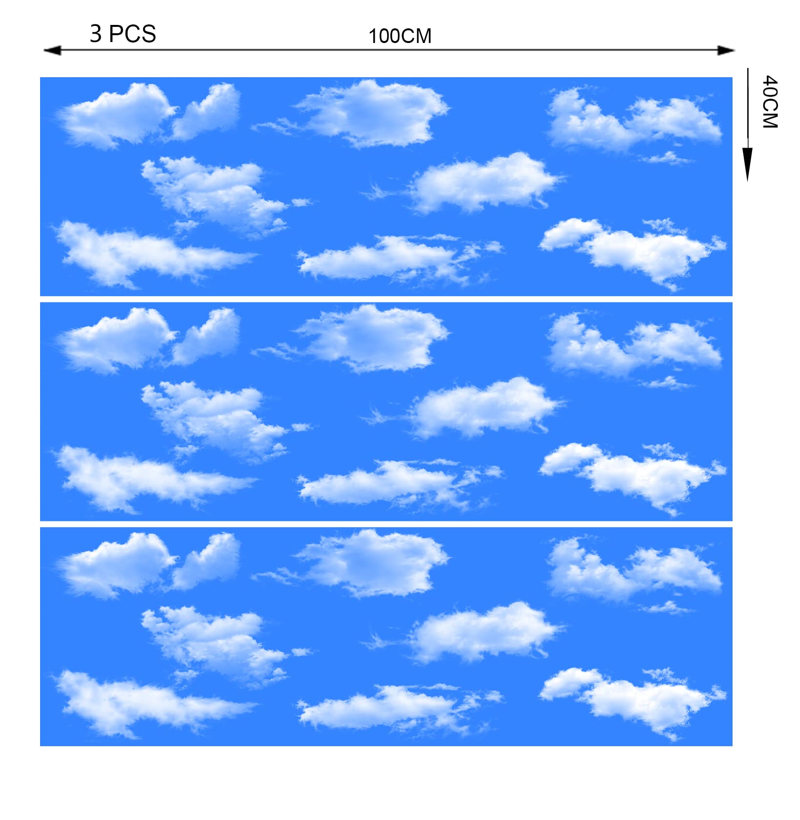 FLFK 3D Blue Sky White Clouds Self-Adhesive Wallpaper Removable Vinyl Peel and Stick Cloud Wall Murals for Toddler Nursery Baby Bedroom