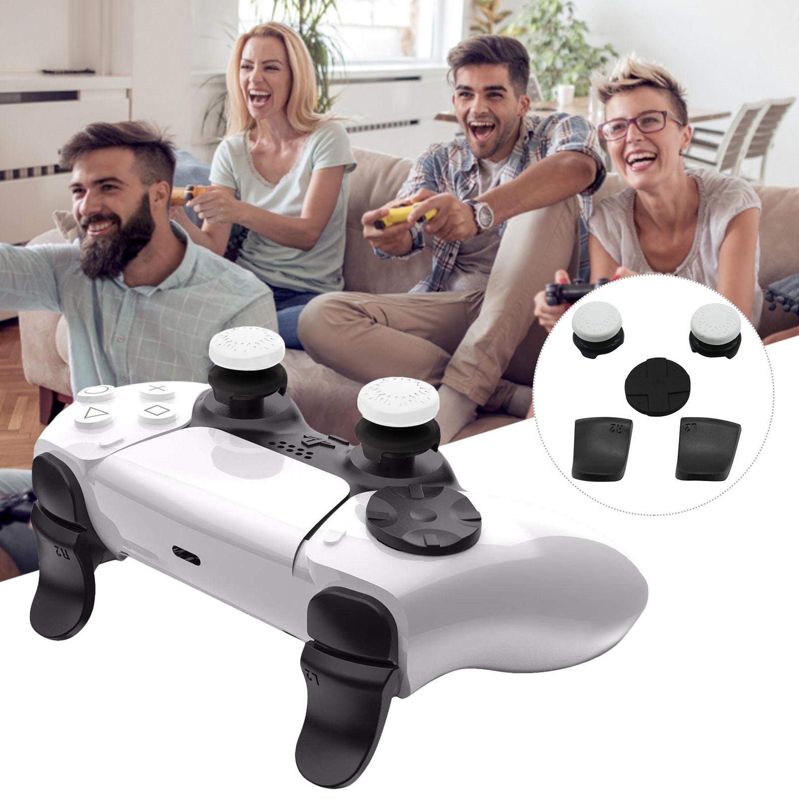 PS5 Gamepad 5 In 1 B-ooster Cap Set/Trigger Extenders With Buttons Joystick Cap/Lengthen The L2 R2 Key, Increase The Height Of The Joystick And C-ross Direction Keys