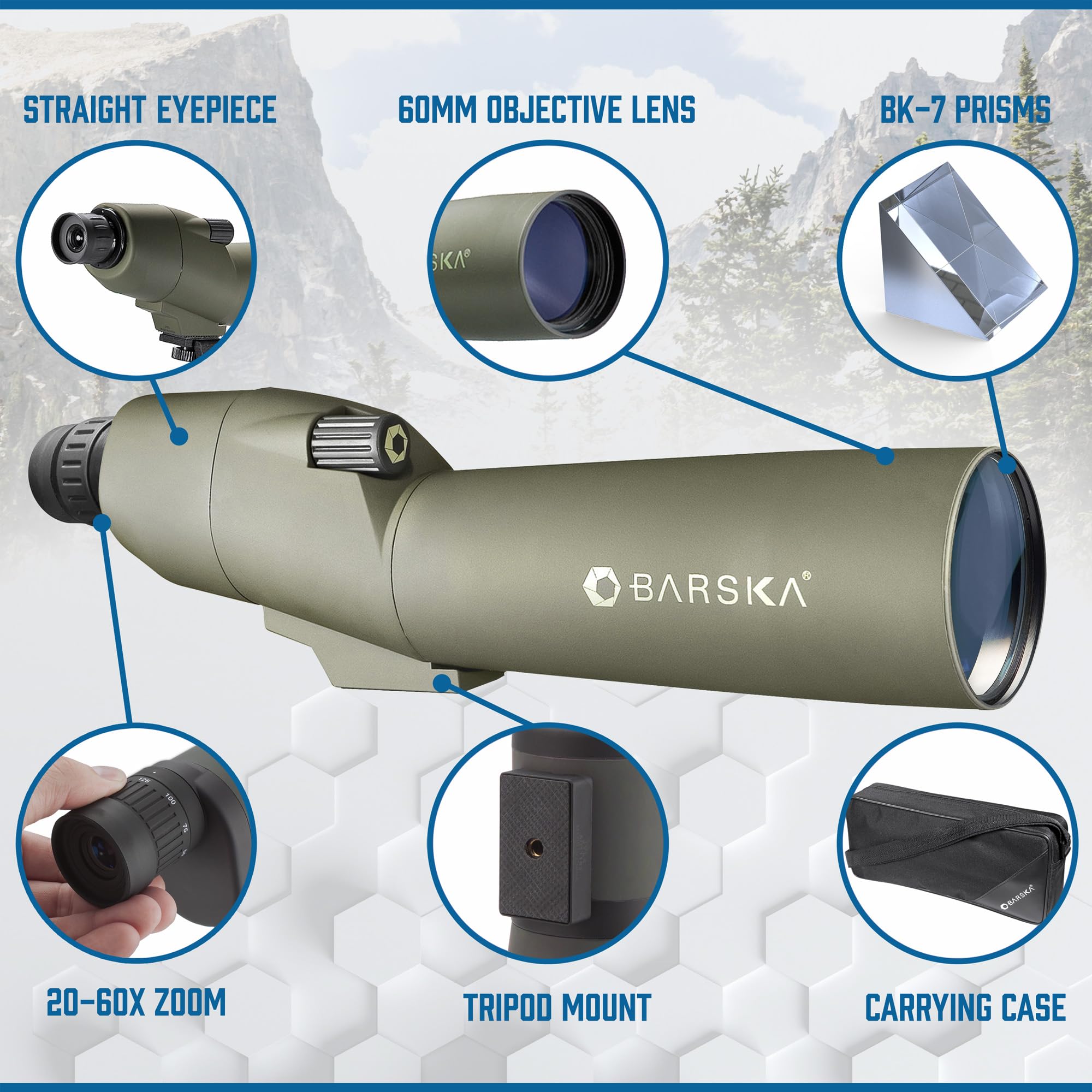 BARSKA Colorado Waterproof Spotting Scope Black