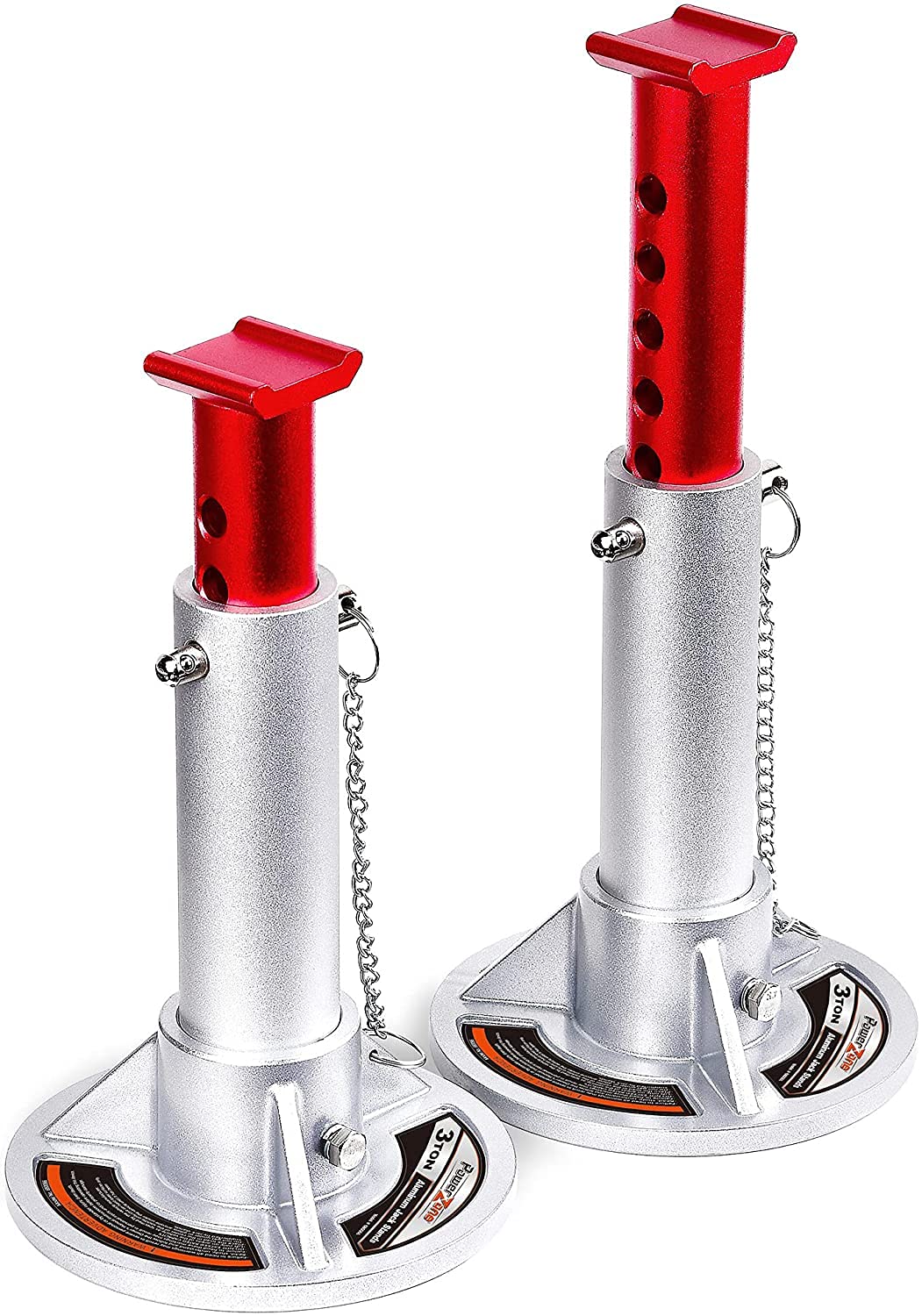 Power Zone 680065 Dual Pump Quick Lift 3 Ton Aluminum Hydraulic Racing Jack with 3 Ton Aluminum Jack Stands Combo Set,Silver,680065-A