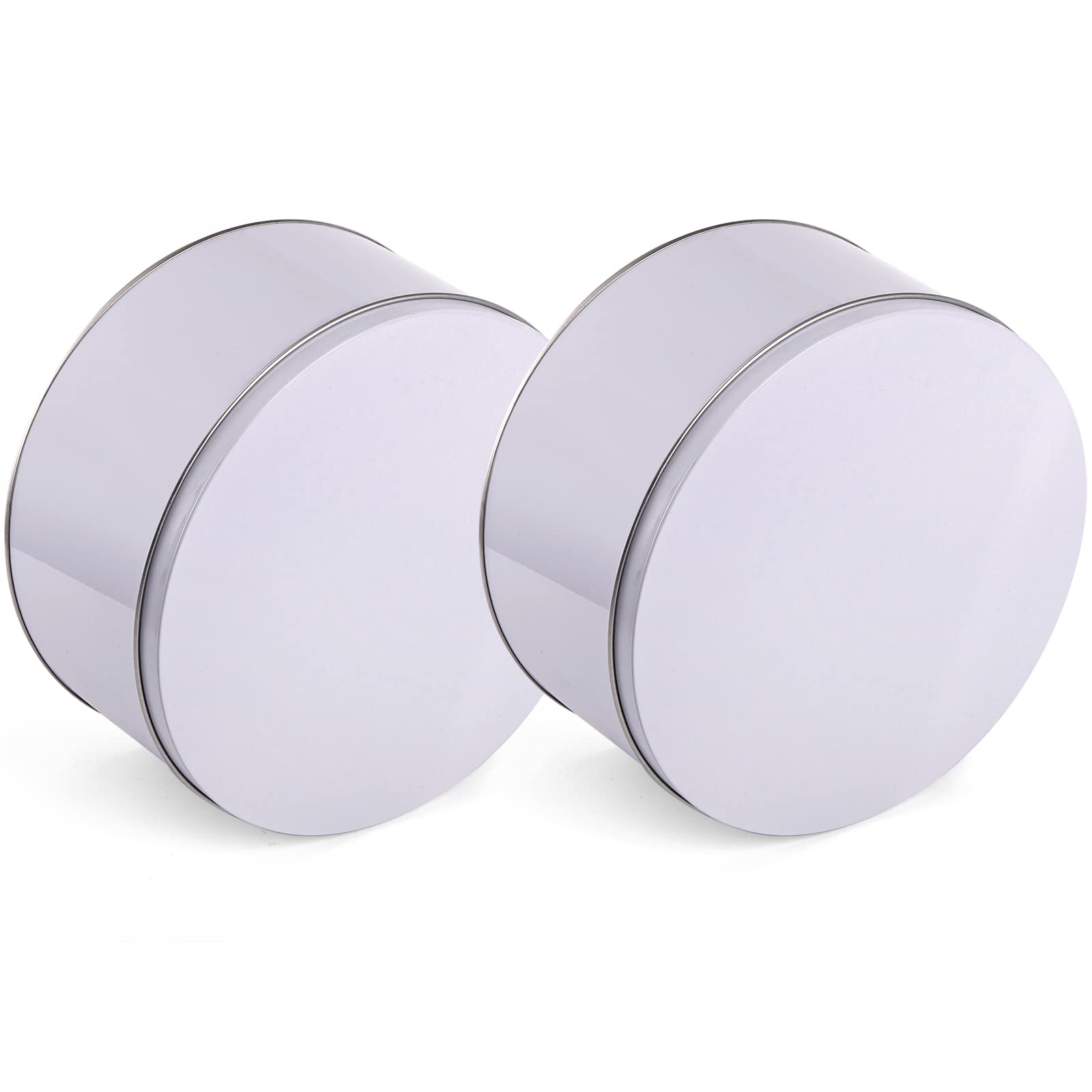 Yopay 3 Pack Cookie Tin with Lid, Round Sturdy Gift Tin, White Baking Cake Container for Storing Patisseries, Snack, Chocolate, Easter, Special Occasion, Holidays, 7" Wide by 3.2" Tall