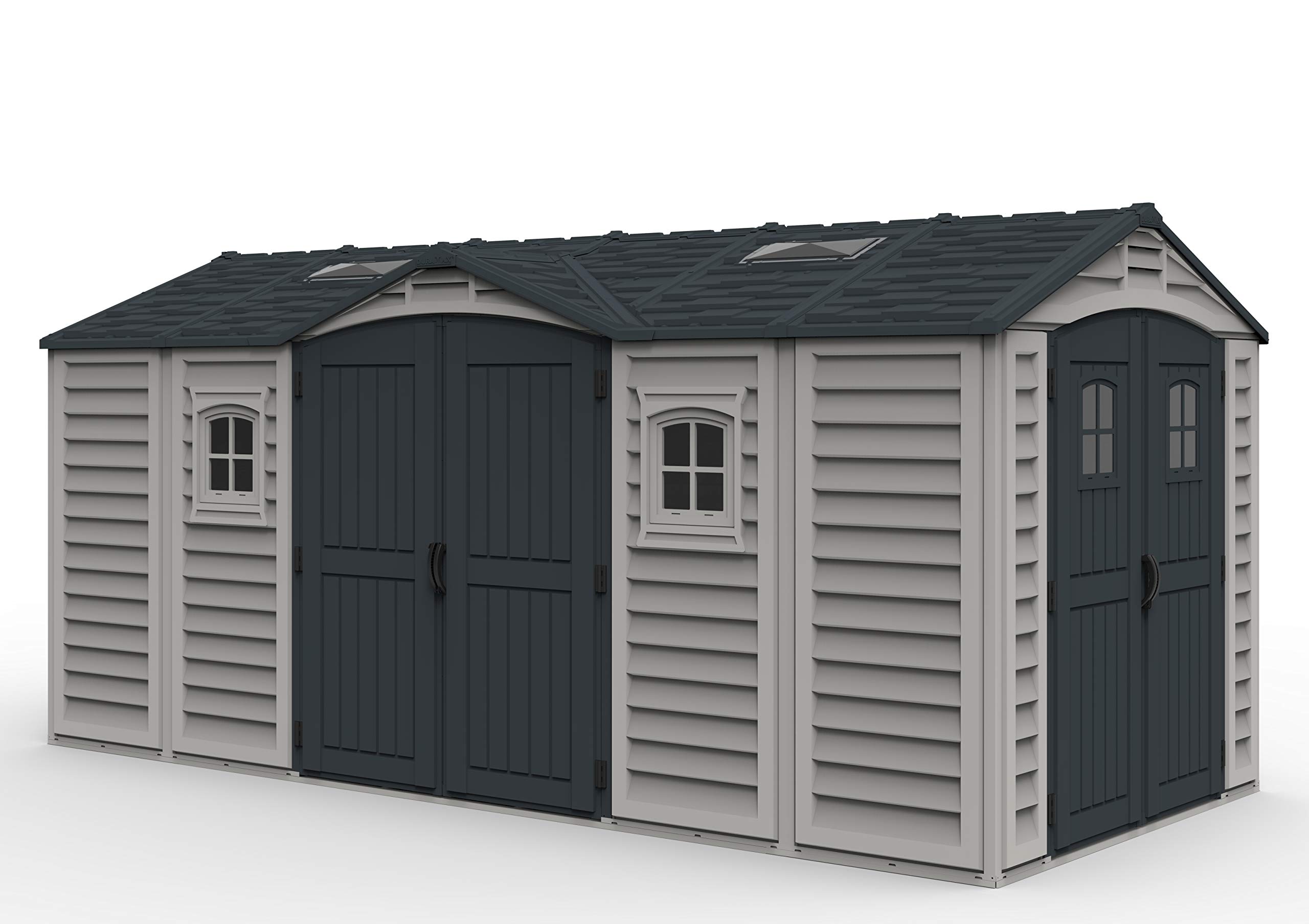 Duramax - Garden shed β APEX PRO Plus 15 x 8 β PVC Resin β Light and Dark Grey β Includes Floor