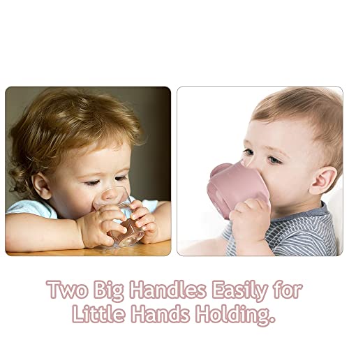 haakaa Silicone Toddler Cup - Durable Baby Training Cup for Baby Independent Drinking, Easy-grip Handles Drinking Cup for 6 Months+ Babies 150ml/5oz (Blush)