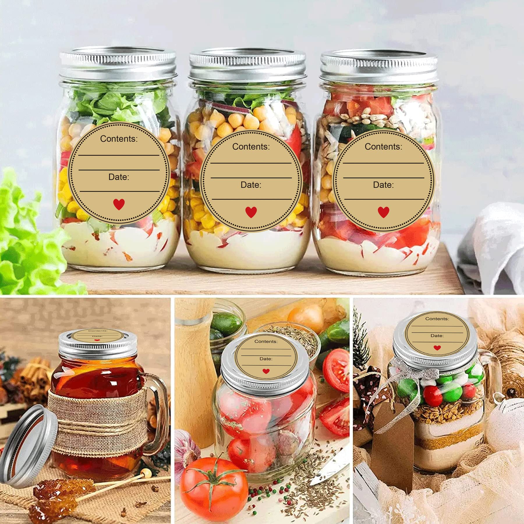 Canning Jar Stickers 2'' Kraft Round Shape Spice Labels for Jar Lids - Natural Brown Kraft Stickers for Canning Labels 500 Pcs Mason Jar Labels for Jar,Bottle Seal,Store Owners,Crafts, Oganizing,Gift