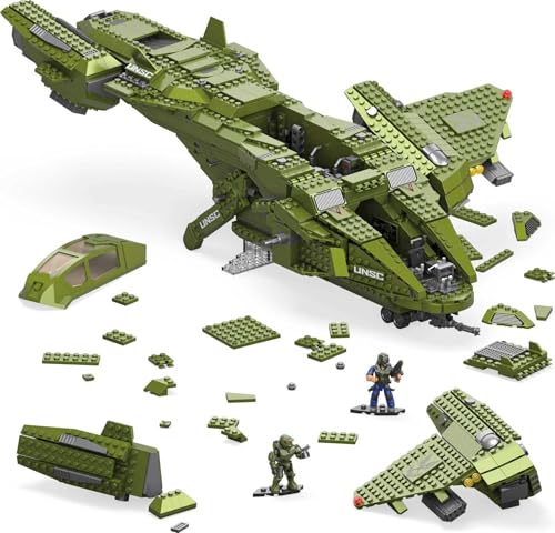 MEGA Halo Toy Building Sets, Pelican Inbound Vehicle with 2024 Pieces, 3 Micro Action Figures and Accessories, for Collectors