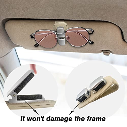 GOOTHX Sunglass Holder for Car, Sunglass Visor Clip, Car Interior Accessories,Universal Leather Sunglass Clip and Ticket Card Clip for Car