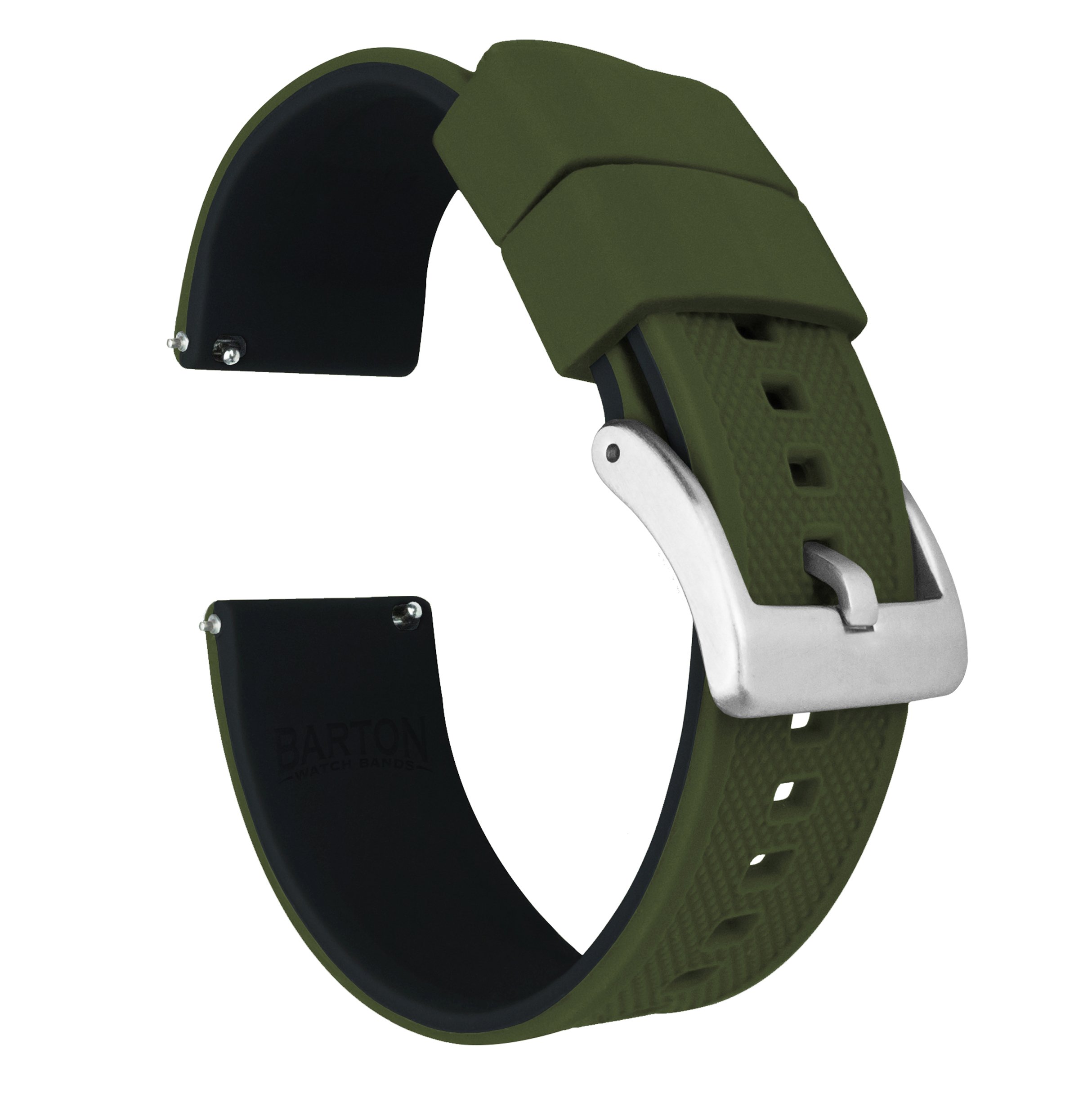 BARTON WATCH BANDS Quick Release Elite Silicone Watch Bands, Cool Grey Top/Black Bottom, 22mm