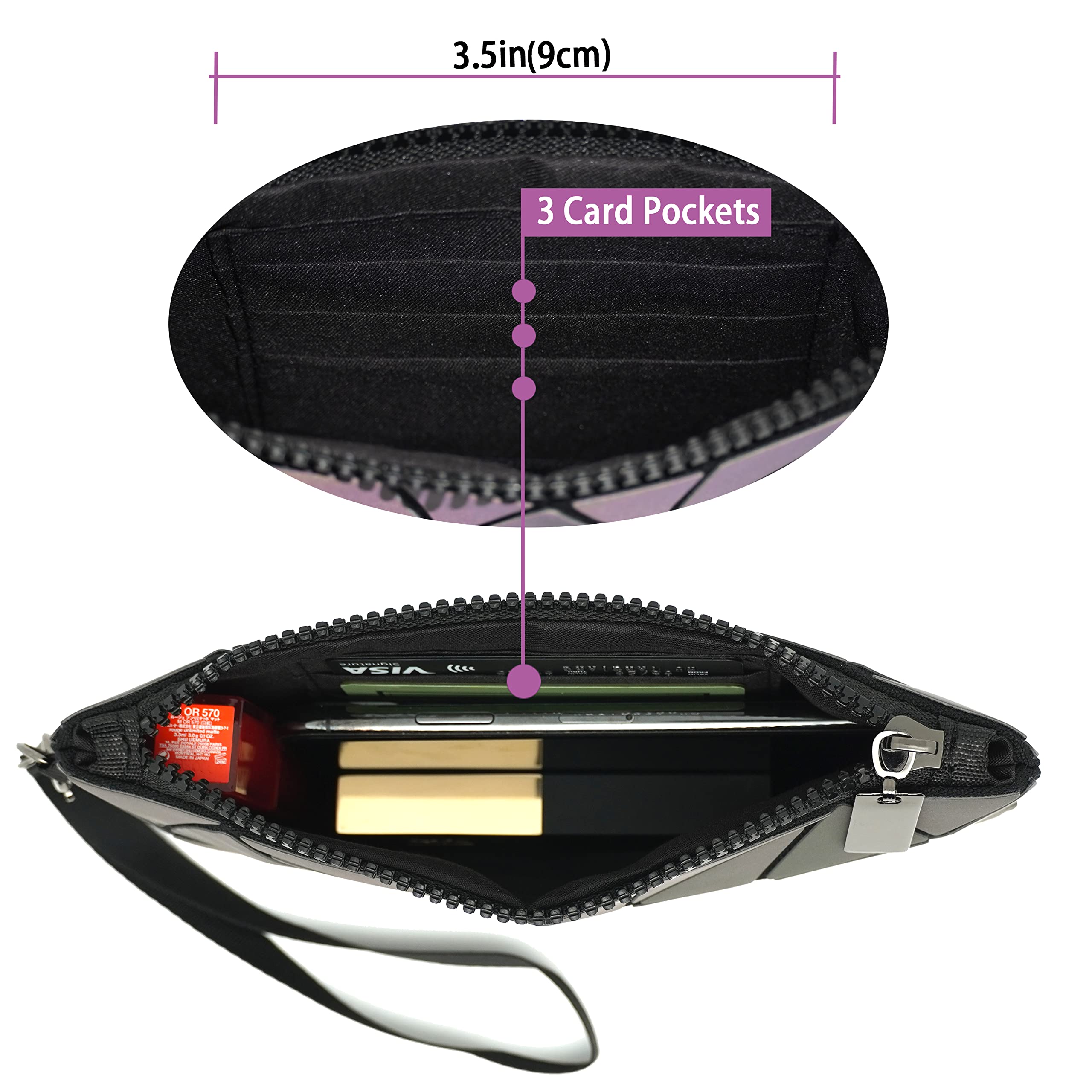CAFINY Geometric Purse for Women,Geometric Luminous Crossbody Bags and Holographic wallets Set-B