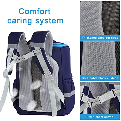 Fsoezso School Backpacks 16 * 12 * 5 in for boy, Cute Book Bag with Compartments for Teen boy Kid Students Elementary Middle School, Kids' School Bag, Blue