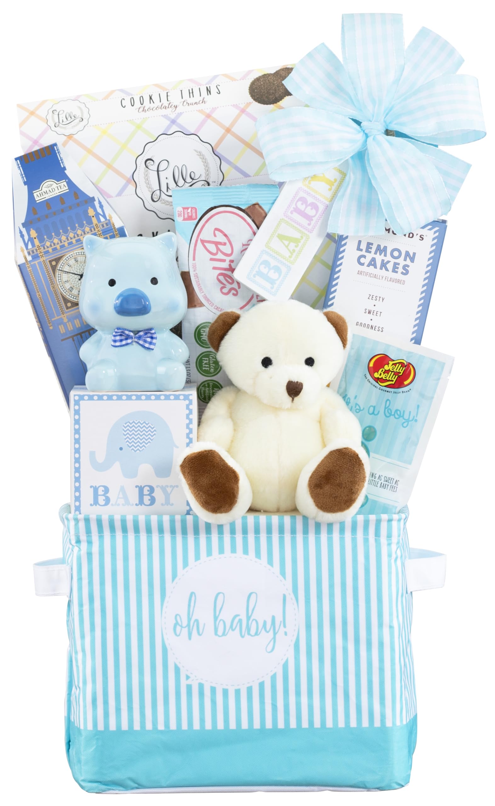 New Baby Boy Gift Basket- Oh Baby Blue Newborn Baby Boy Gift Basket by Wine Country Gift Baskets