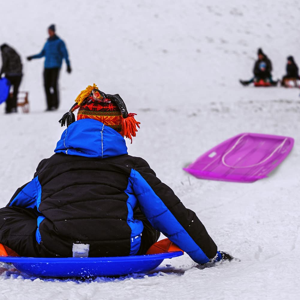 Boenoea Plastic Snow Sleds for Kids and Adult 35inch,Classic Toboggan Sled with Pulling Rope