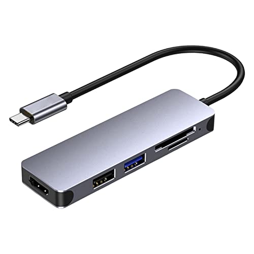 Cable Hub Data Transfer Anti-Interference Type-C to HDMI-Compatible USB Adapter Docking Stand for Home Grey