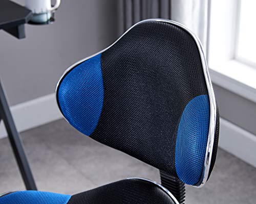 Home Office Low Back Computer Executive Chair by JJS, Ergonomic Mesh Chair with Extra Large Base and Pads, Black/Blue