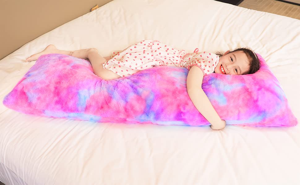 Body Pillows for Adults- Breathable Long Pillow Full Body Pillow Side Sleeper Pillow - Soft, Firm and Fluffy Long Pillow for Bed Pregnancy Pillow ,with Memory Foam with Washable Cover, (purple)