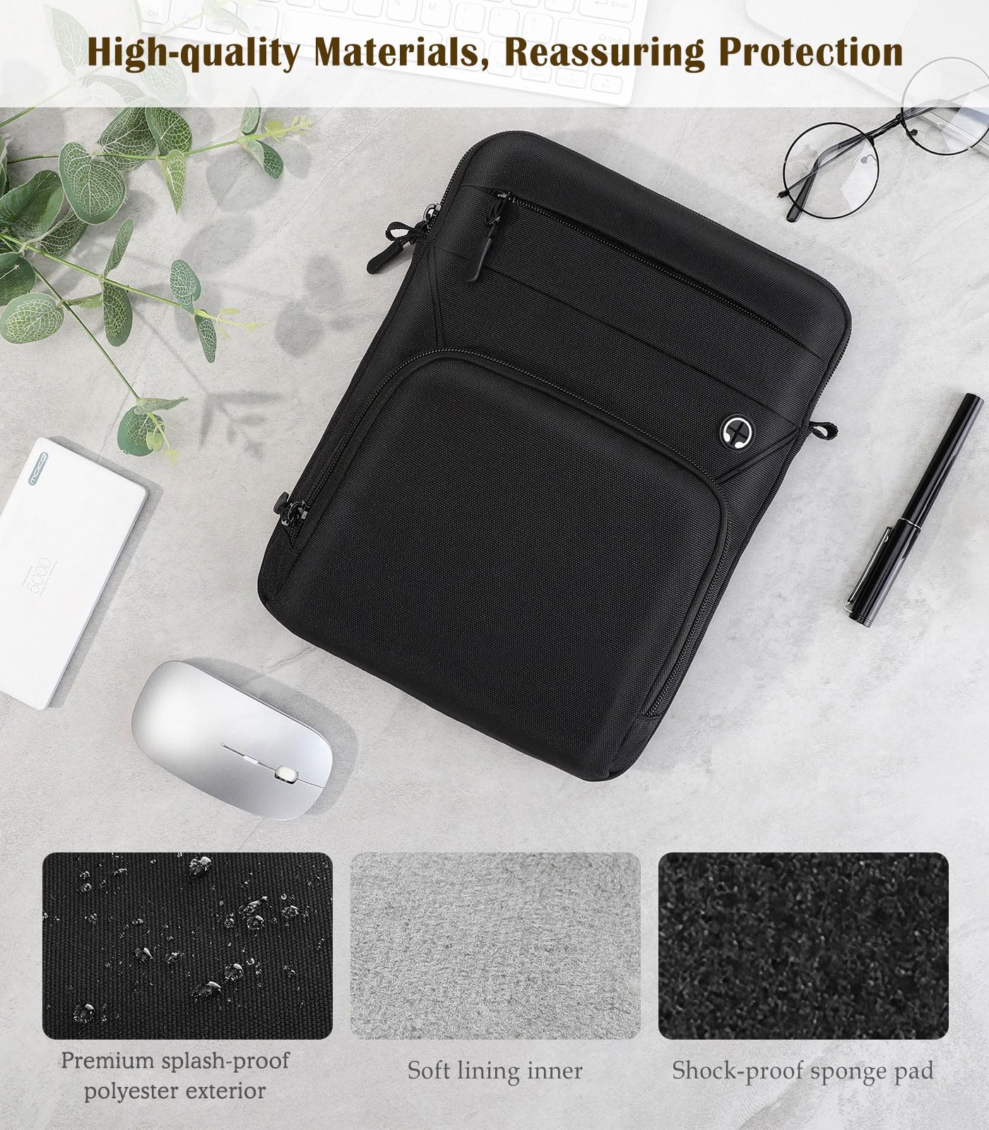 Dadanism 9-11" Tablet Sleeve Bag for iPad Air 5/4 10.9, iPad Air 11" 2024, iPad 9/8/7th 10.2, iPad 10th Gen 10.9, iPad Pro 11 M4 M2 2024-2018, Galaxy Tab A9+ S9 FE A8, with Shoulder Strap, Black