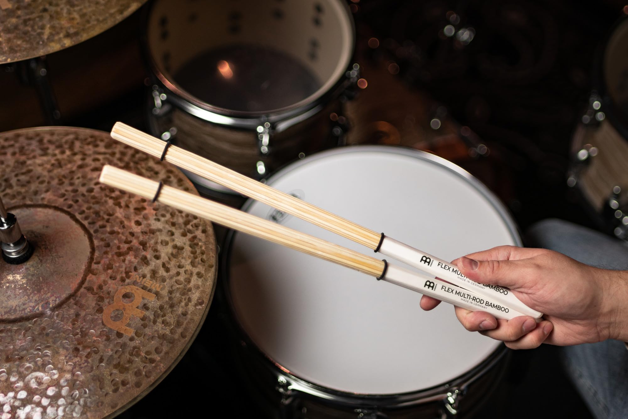 Meinl Stick & Brush Flex Multi-Rod Bundle Specialty Drumsticks for Low Volume Quiet Acoustic Music on Drums/Percussion, Bamboo Dowels, Natural, one Size (SB202)