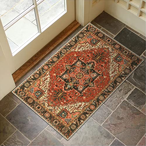 Collive Indoor Door Mat Retro Floor Mat, Non Slip Washable Doormat Quickly Absorb Welcome Mats Low Pile Door Mats Inside Entryway Carpet Front Door Rug for Entrance - 24" x 36"