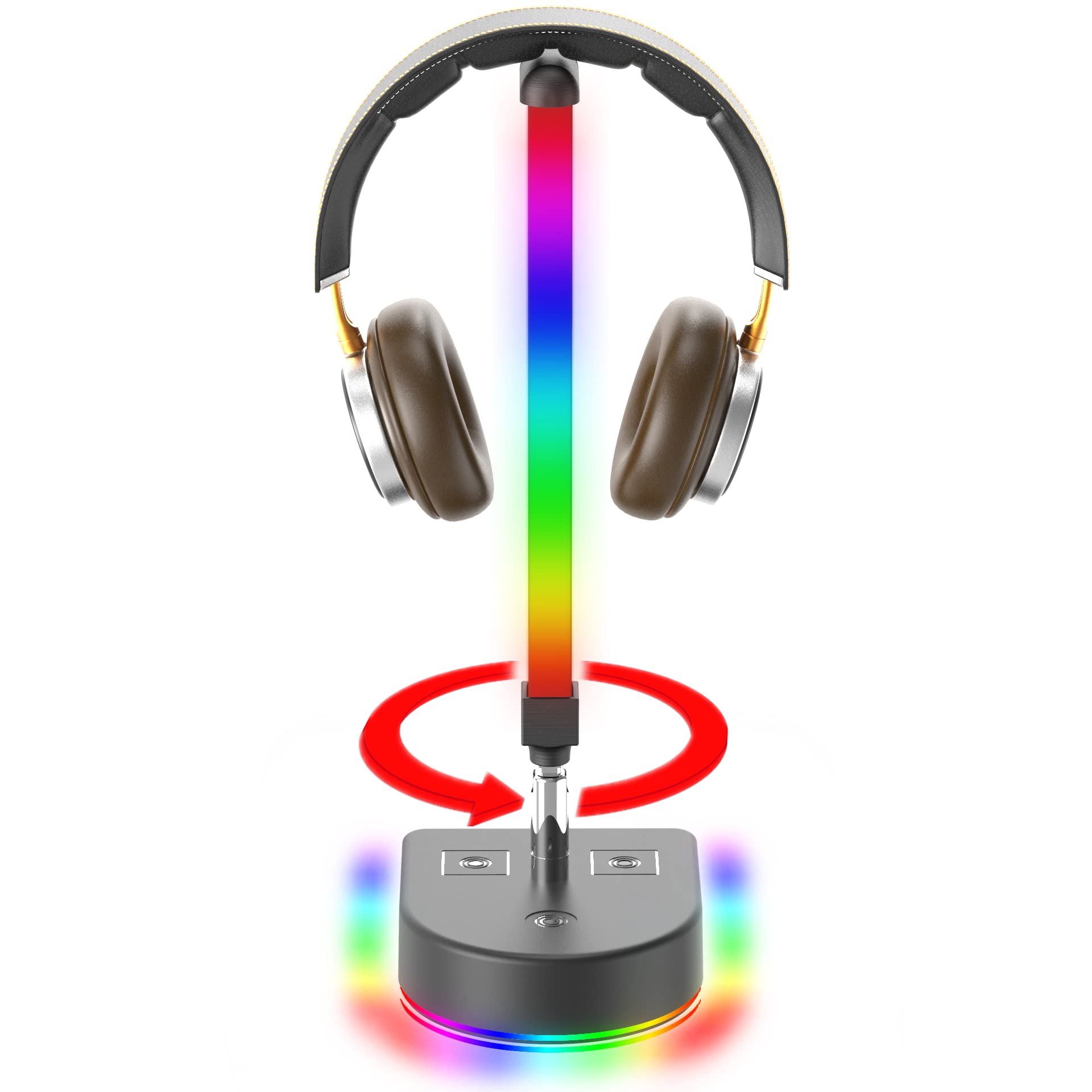BGMUTCX Smart Lighting Tower with RGB Headphone Stand,Control Smart LED Light Bars, RGB Ambiance TV Backlights with Headset Stand, with USB Charging Port or USB Hub,PC, TV, Room,Decoration