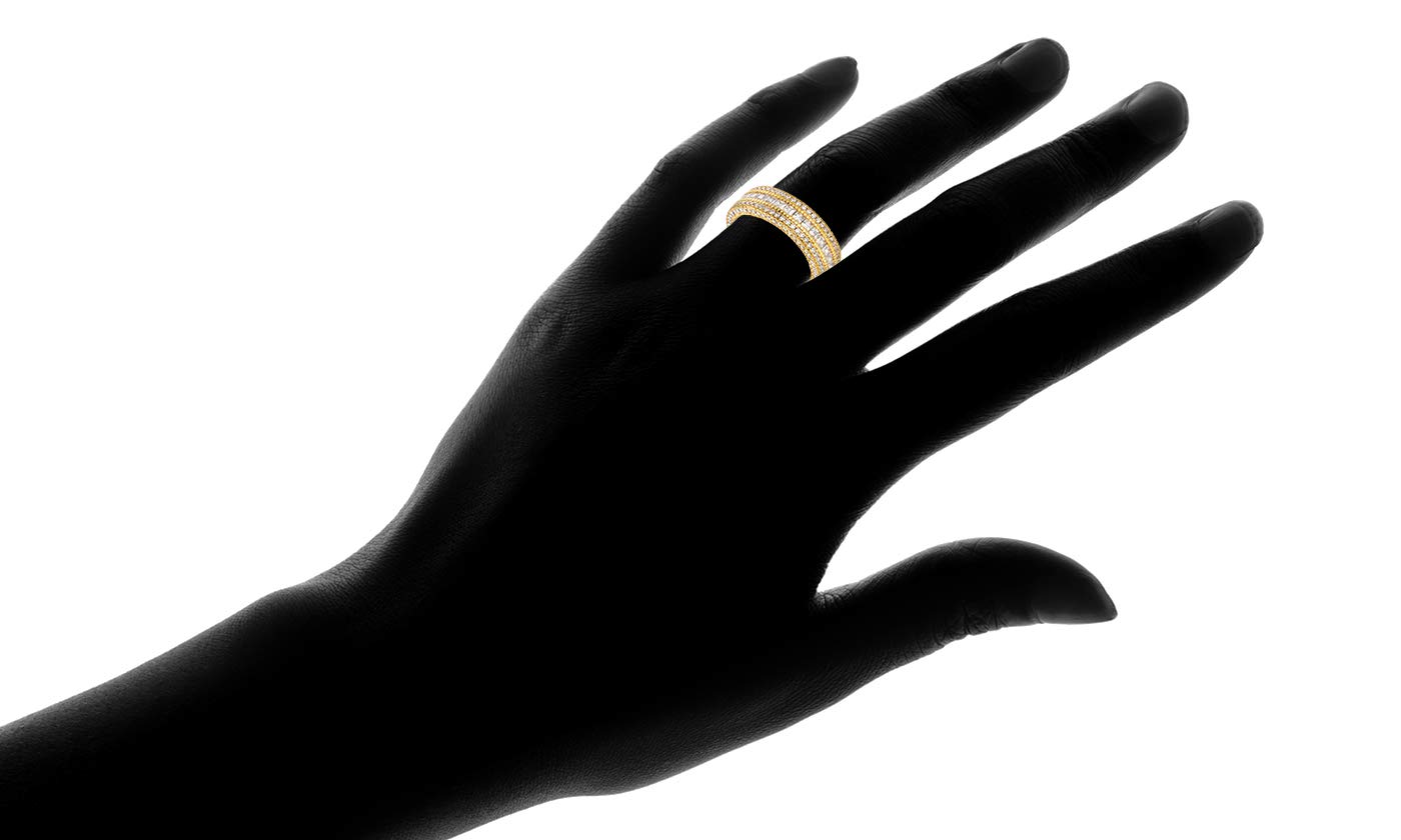 Barzel 18k Gold Plated 5 Row Cubic Zirconia Wide Band Statement Eternity Band Ring (Gold, 10)