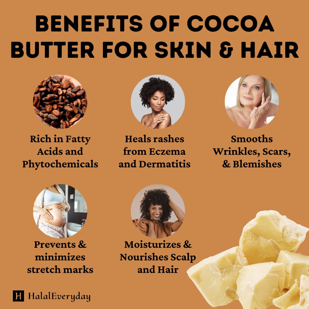 Raw Cocoa Butter-16 oz. - Non GMO - Vegan - Small disks for easy measurement - By SAAQIN ® - Sold exclusively by HalalEveryday