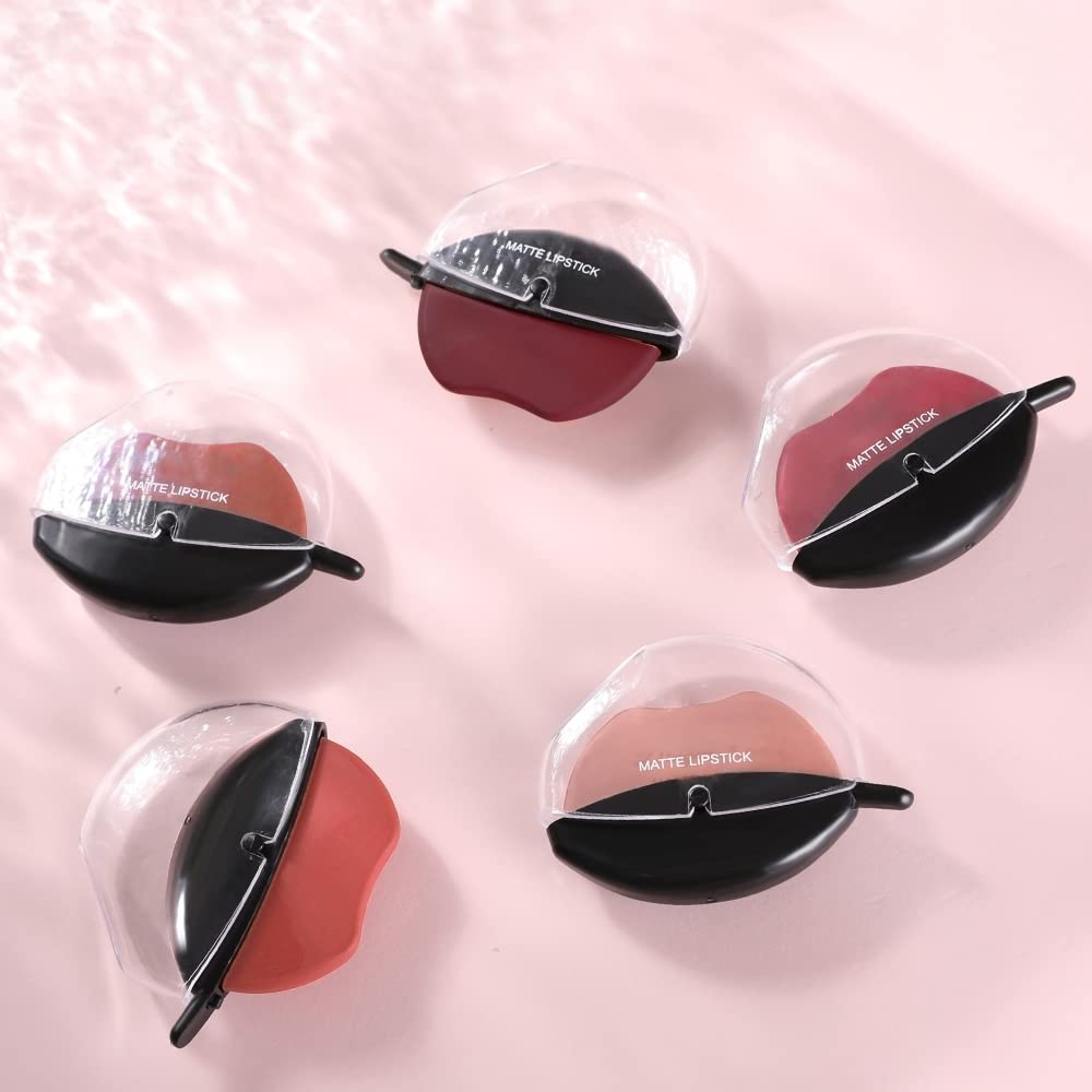 DAGEDA 3 Colors Matte Lipstick Set, Matte Velvet Lipstick Lip Shape Lazy Lipstick, Long Lasting High Pigmented Non-stick Cup Lip Gloss, Waterproof Easy to Color Lipstick Lazy Lip Makeup(Color C