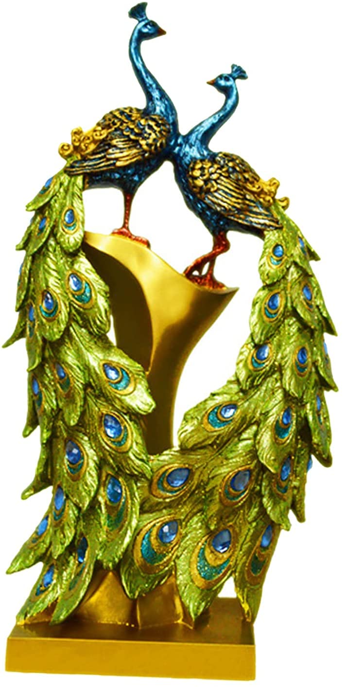 Peacock Figurine Desktop Statue Modern Peacock Ornament Desk Table Statue for Home Bedroom Living Room Garden Office - Style 01