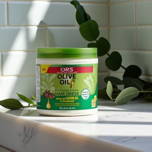 ORS Olive Oil Fortifying Cream Hair Dress Infused with Castor Oil for Strengthening 6 Ounces
