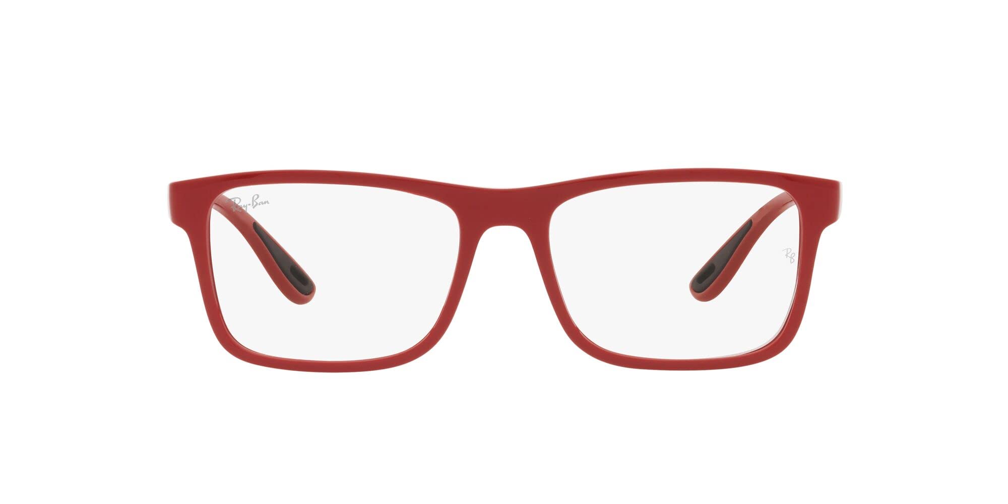 Ray-Ban RX7205M Scuderia Ferrari Collection Rectangular Prescription Eyewear Frames, Red/Demo Lens, 52 mm
